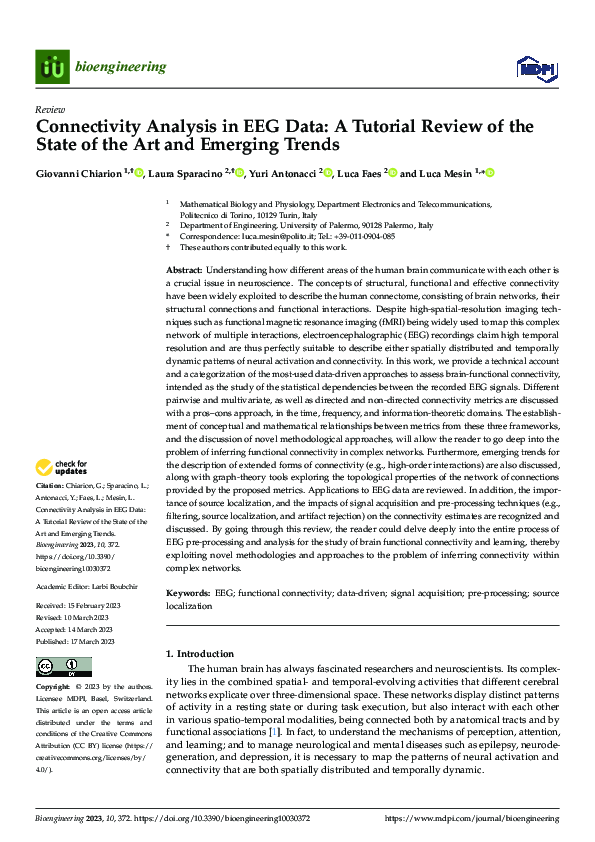 (PDF) Connectivity Analysis in EEG Data: A Tutorial Review of the State ...