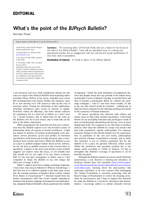 (PDF) What's the point of the BJPsych Bulletin?