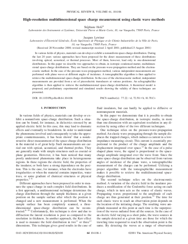 (PDF) High-resolution multidimensional space charge measurement using elastic wave methods