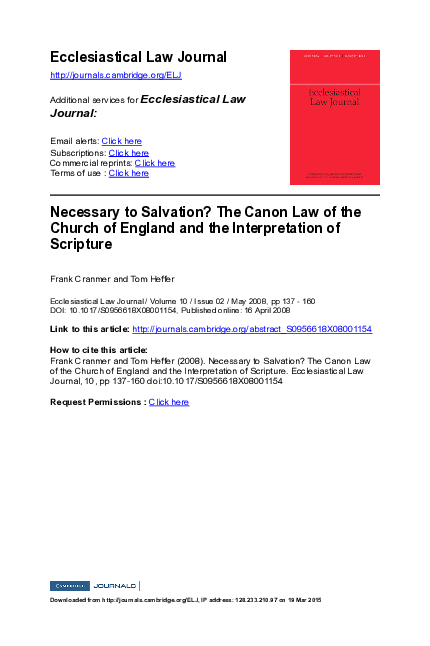 (PDF) Necessary to Salvation? The Canon Law of the Church of England ...