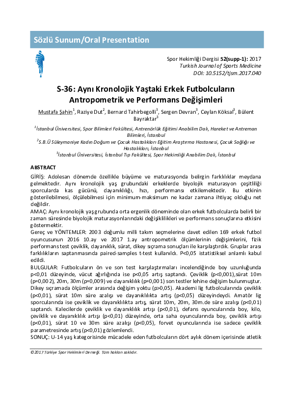 (PDF) S-36: Ayni Kronolojik Yastaki Erkek Futbolcularin Antropometrik ve Performans Degisimleri ...