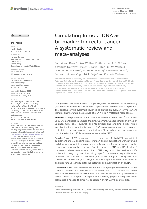 (PDF) Circulating tumour DNA as biomarker for rectal cancer: A systematic review and meta ...