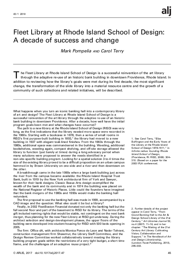 (PDF) Fleet Library at Rhode Island School of Design: A decade of ...