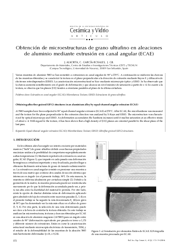 (PDF) Obtaining ultra-fine grained (UFG) structures in an aluminium ...