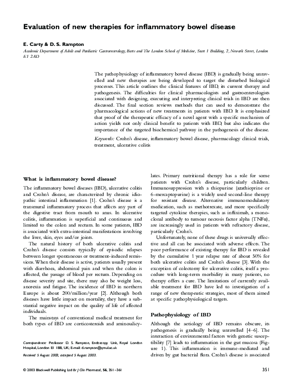 (PDF) Evaluation of new therapies for inflammatory bowel disease