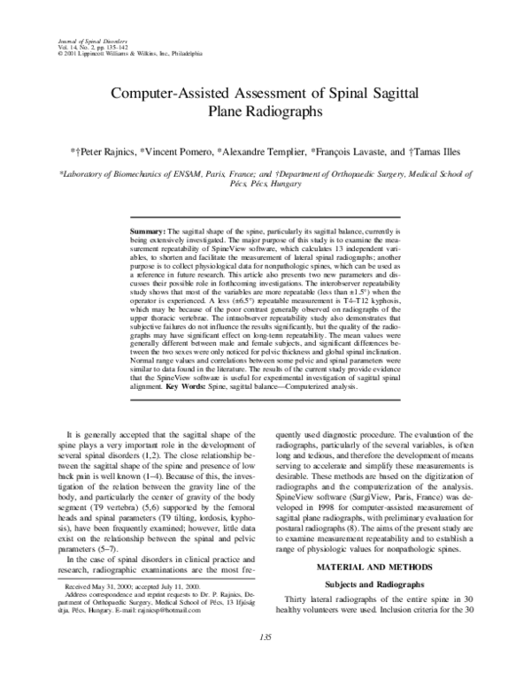 (PDF) Computer-Assisted Assessment of Spinal Sagittal Plane Radiographs