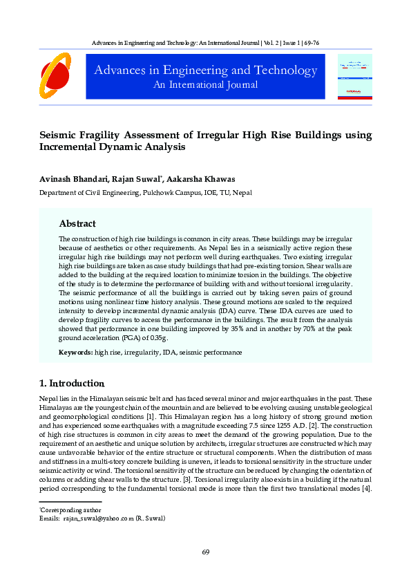 Pdf Seismic Fragility Assessment Of Irregular High Rise Buildings Using Incremental Dynamic 