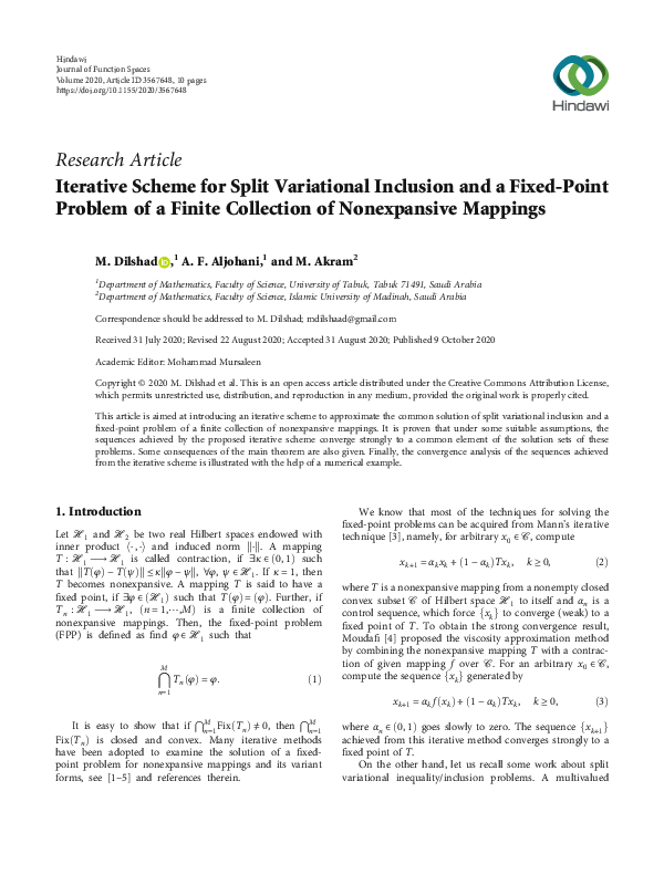 (PDF) Iterative Scheme for Split Variational Inclusion and a Fixed-Point Problem of a Finite ...