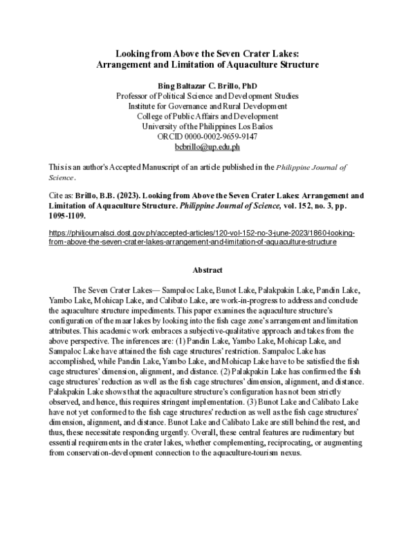 (PDF) Looking from Above the Seven Crater Lakes: Arrangement and ...