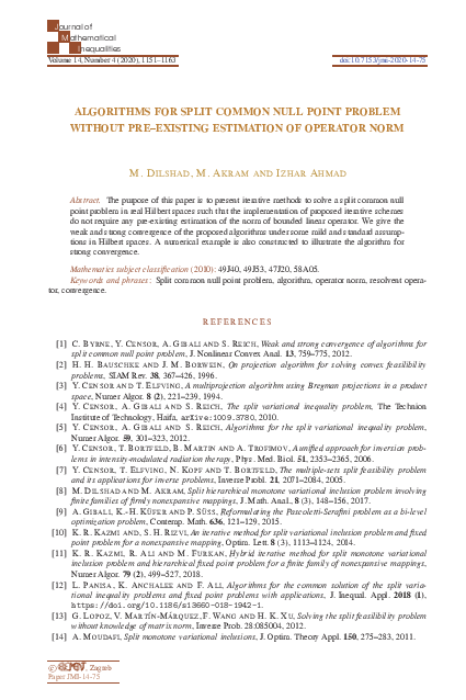 Pdf Algorithms For Split Common Null Point Problem Without Pre