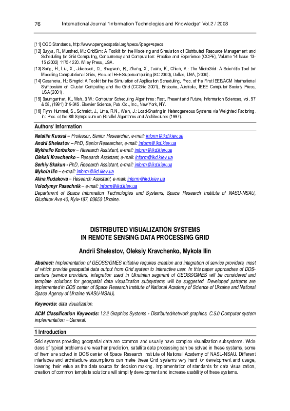 Pdf Distributed Visualization Systems In Remote Sensing Data Processing Grid