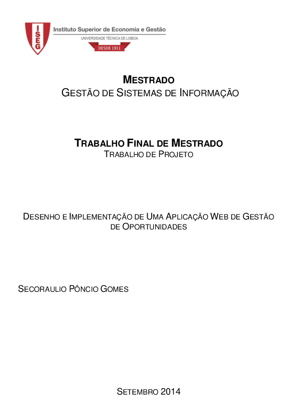 (PDF) Desenho e implementação de uma aplicação web de gestão de ... (PDF) Desenho e implementação de uma aplicação web de gestão de ...
