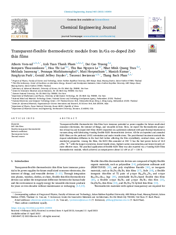 (PDF) Transparent-Flexible Thermoelectric Module from In/Ga Co-Doped ...