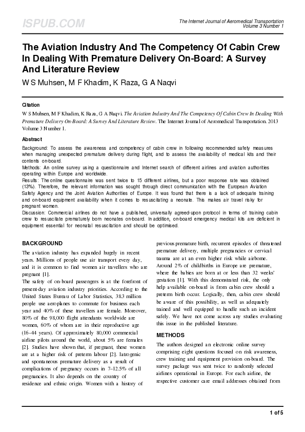 (PDF) The Aviation Industry And The Competency Of Cabin Crew In Dealing ...