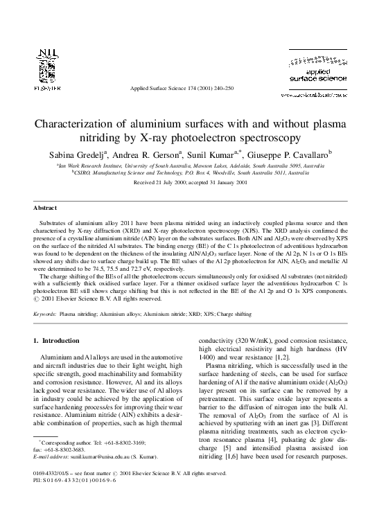 (PDF) Characterization of aluminium surfaces with and without plasma ...