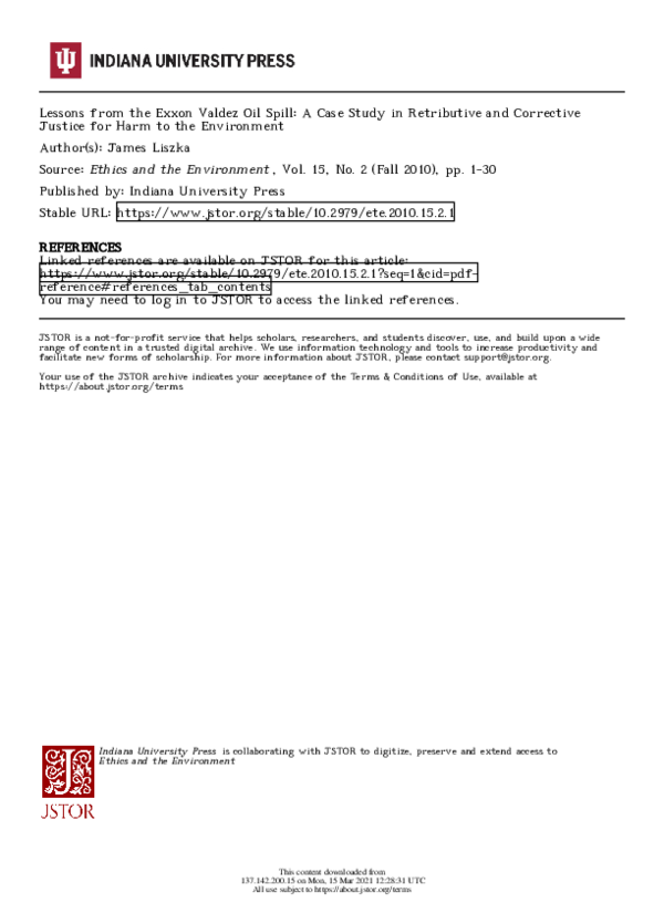 (PDF) Lessons from the Exxon Valdez Oil Spill: A Case Study in ...