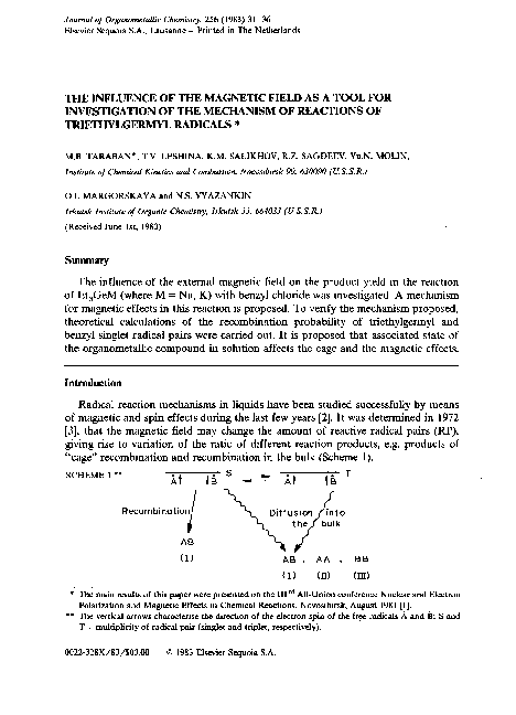 (PDF) The influence of the magnetic field as a tool for investigation ...