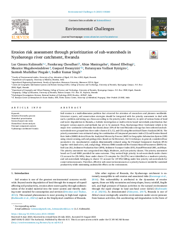 (PDF) Erosion risk assessment through prioritization of sub-watersheds ...