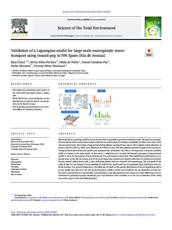 Pdf Validation Of A Lagrangian Model For Large Scale Macroplastic Tracer Transport Using