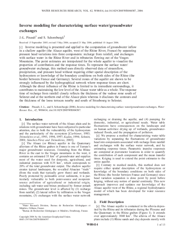 (PDF) Inverse modeling for characterizing surface water/groundwater ...