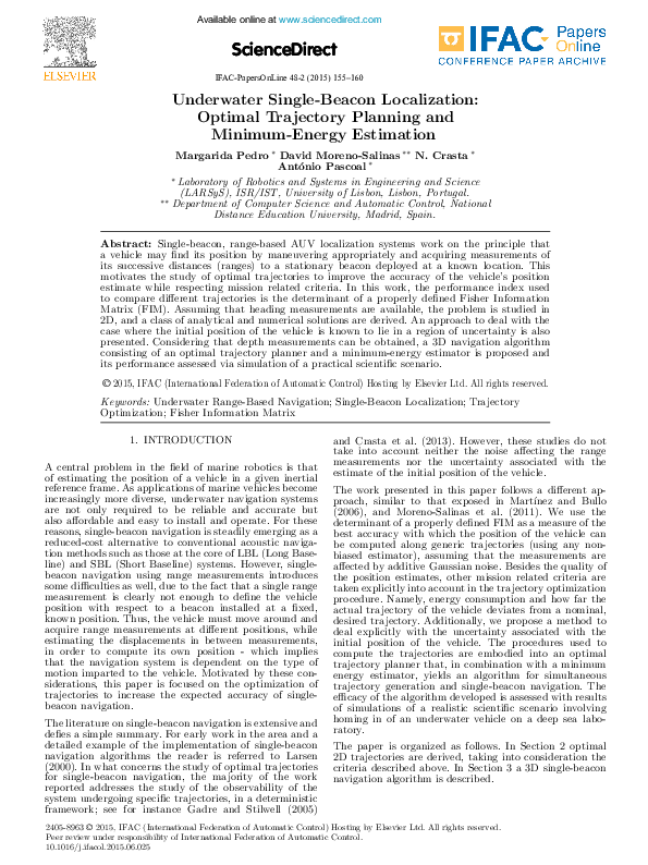 (PDF) Underwater Single-Beacon Localization: Optimal Trajectory Planning and Minimum-Energy ...