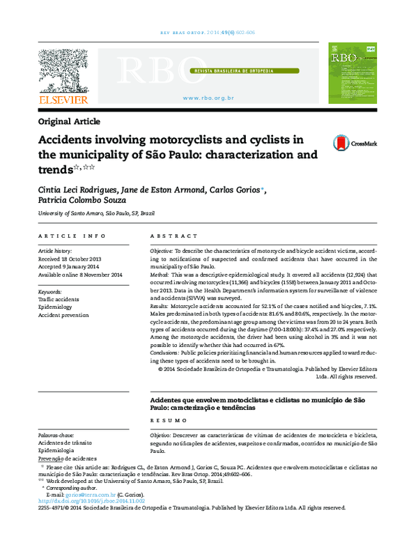 (PDF) Accidents involving motorcyclists and cyclists in the ...