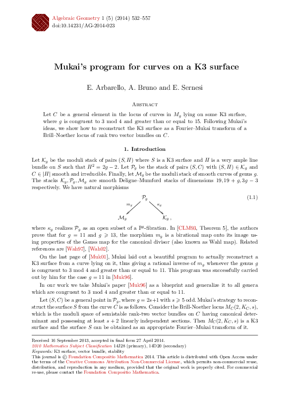 (PDF) Mukai's program for curves on a K3 surface