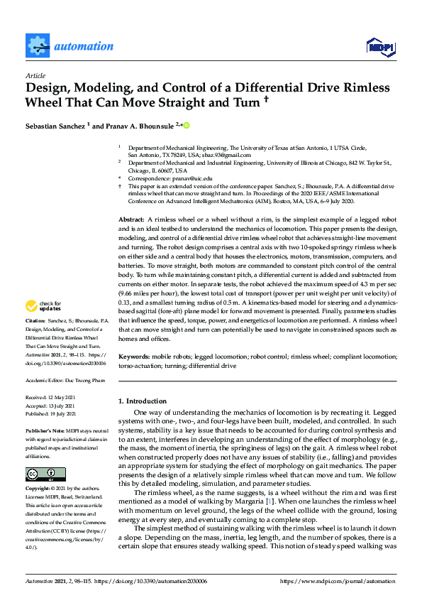 (PDF) A differential drive rimless wheel that can move straight and turn