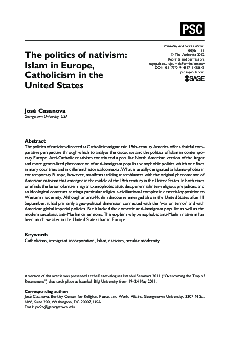 (PDF) The politics of nativism
