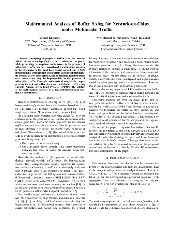 Pdf Mathematical Analysis Of Buffer Sizing For Network On Chips Under Multimedia Traffic 