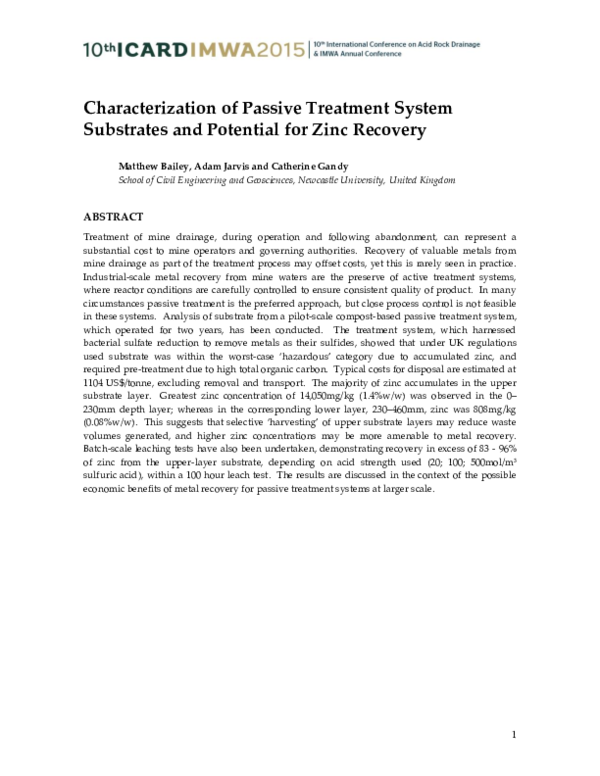 (PDF) Characterization of Passive Treatment System Substrates and ...