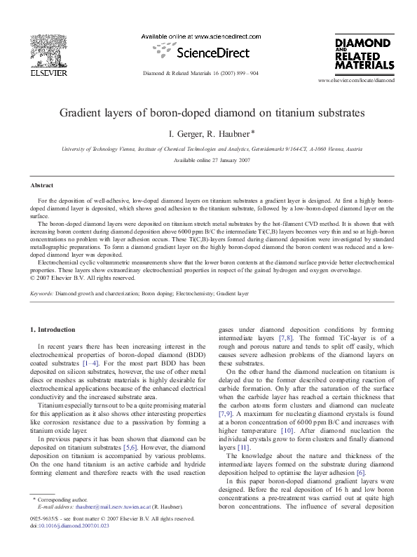 (PDF) Gradient layers of boron-doped diamond on titanium substrates