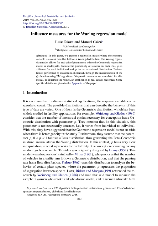 (PDF) Influence measures for the Waring regression model