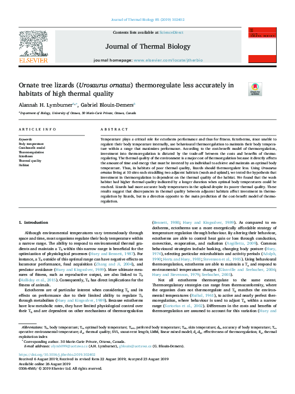 (PDF) Ornate tree lizards (Urosaurus ornatus) thermoregulate less ...