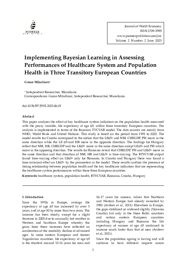 (PDF) Implementing Bayesian Learning in Assessing Performances of Healthcare System and ...