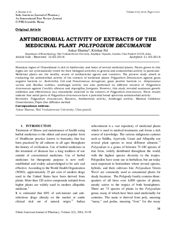 (PDF) Antimicrobial Activity of Extracts of the Medicinal Plant ...