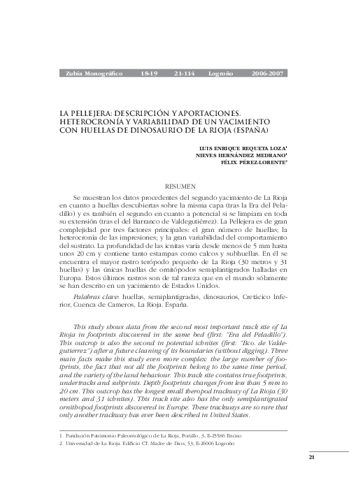 (PDF) La Pellejera: descripción y aportaciones. Heterocronía y ...