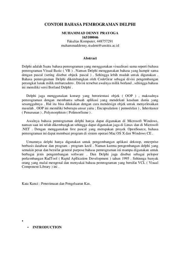 (PDF) Contoh Bahasa Pemrograman Delphi