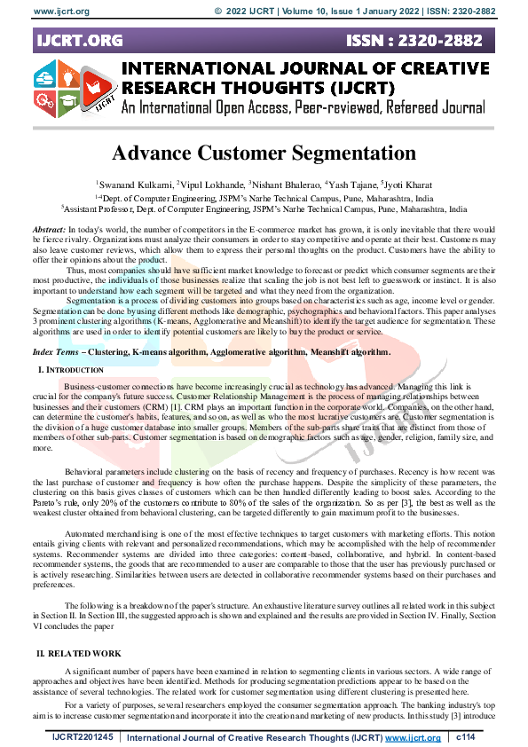 (PDF) Advance Customer Segmentation