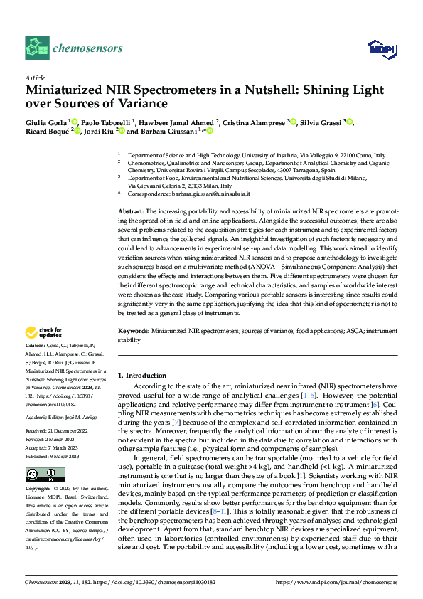 (PDF) Miniaturized NIR Spectrometers in a Nutshell: Shining Light over Sources of Variance