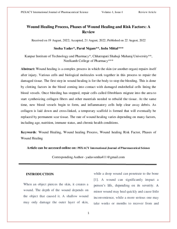 (PDF) Wound Healing Process, Phases of Wound Healing and Risk Factors ...