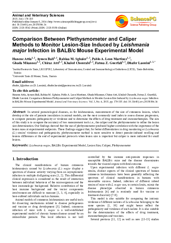 (PDF) Comparison Between Plethysmometer and Caliper Methods to Monitor ...