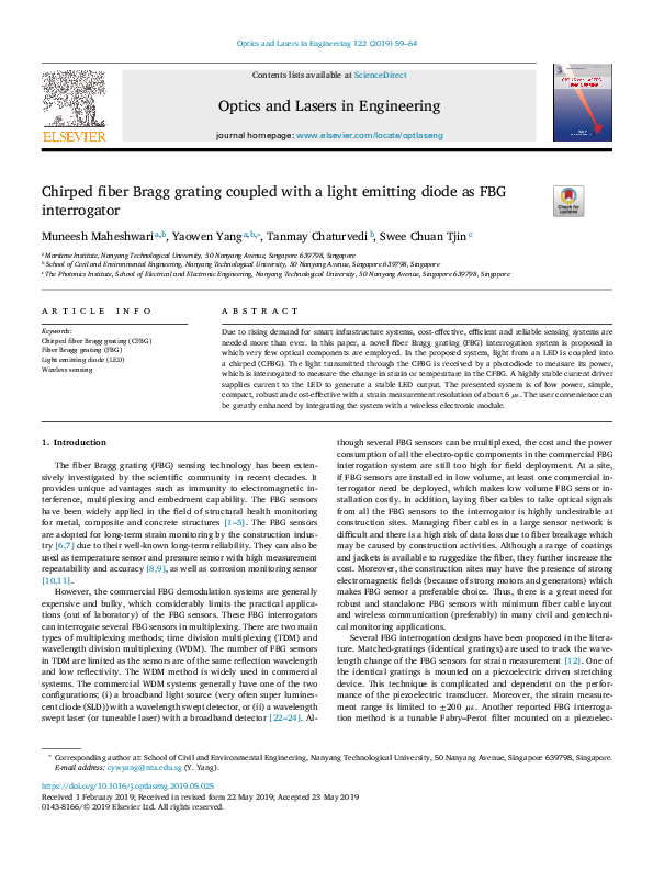 (PDF) Chirped fiber Bragg grating coupled with a light emitting diode ...