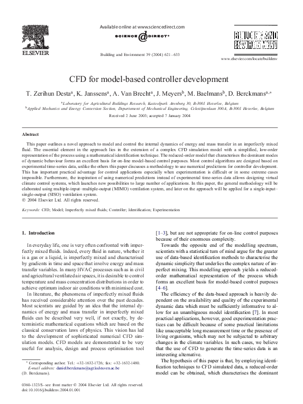 CFD for model-based controller development