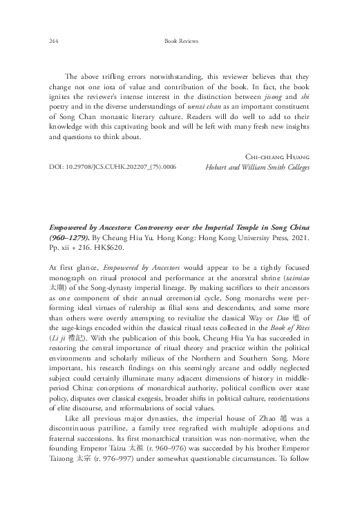 (PDF) Book Review: Cheung Hiu Yu, Empowered by Ancestors: Controversy ...