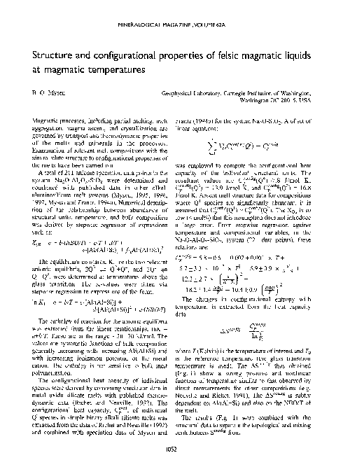 (PDF) Structure and Configurational Properties of Felsic Magmatic ...