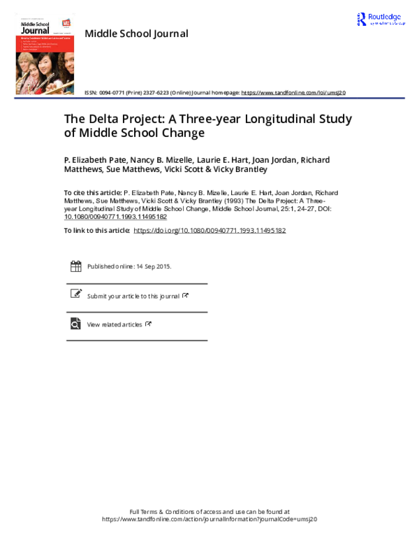 (PDF) The Delta Project: A Three-year Longitudinal Study of Middle ...