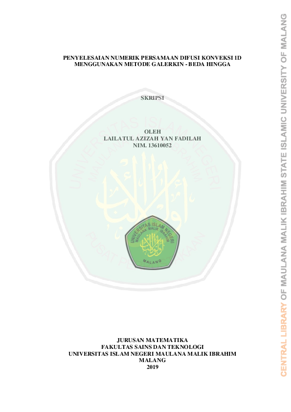 (PDF) Penyelesaian numerik persamaan difusi konveksi 1D menggunakan ...