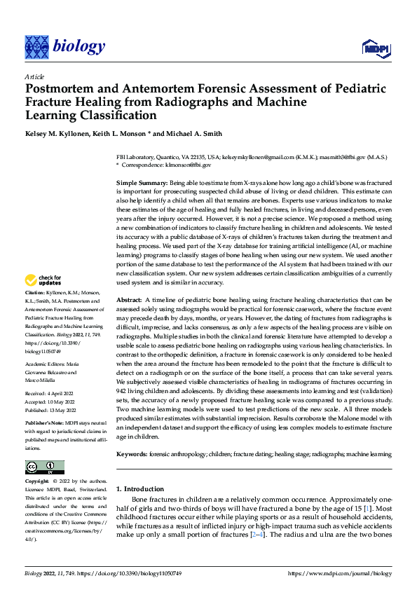 (PDF) Postmortem and Antemortem Forensic Assessment of Pediatric Fracture Healing from ...