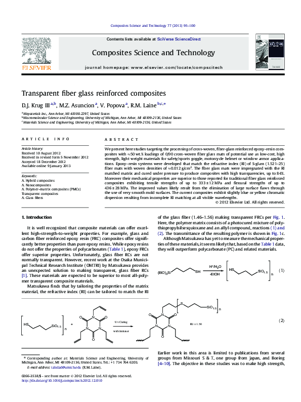 (PDF) Transparent fiber glass reinforced composites